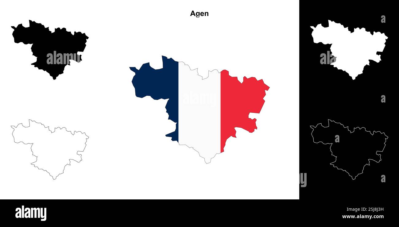 Agen outline map hi-res stock photography and images - Alamy