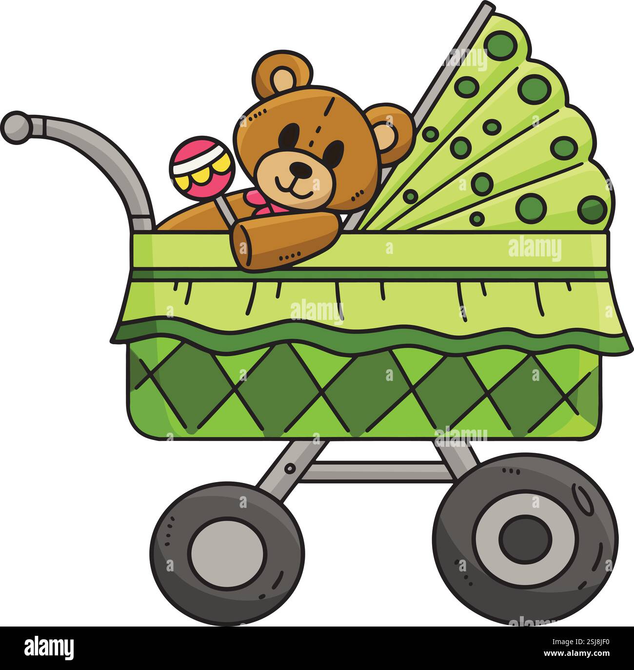 Baby Shower Baby Stroller Cartoon Colored Clipart Stock Vector Image ...