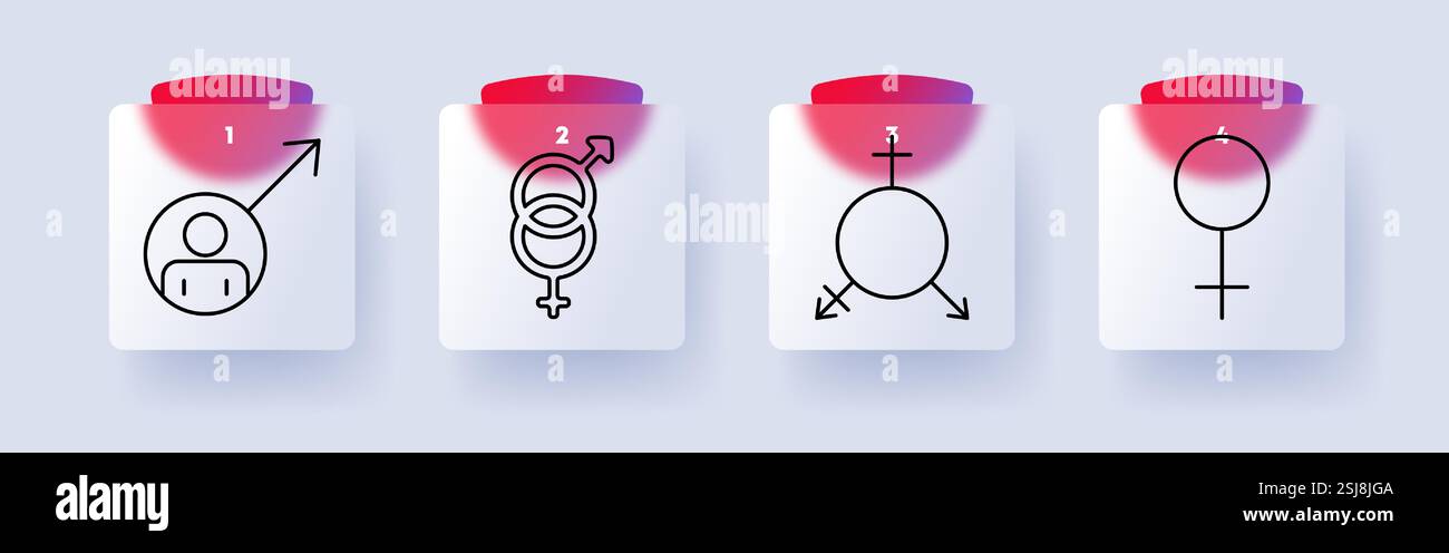 Gender and identity set icon. Male, transgender, non-binary, female ...