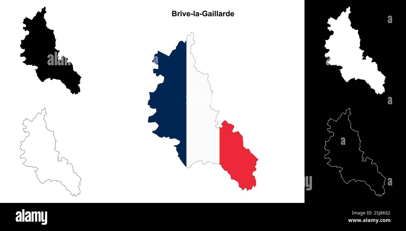 Brive-la-Gaillarde arrondissement outline map set Stock Vector Image ...