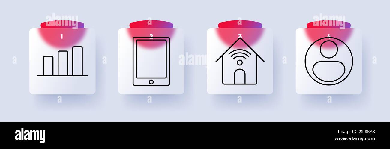 Technology and communication set icon. Statistics, tablet, smart home ...