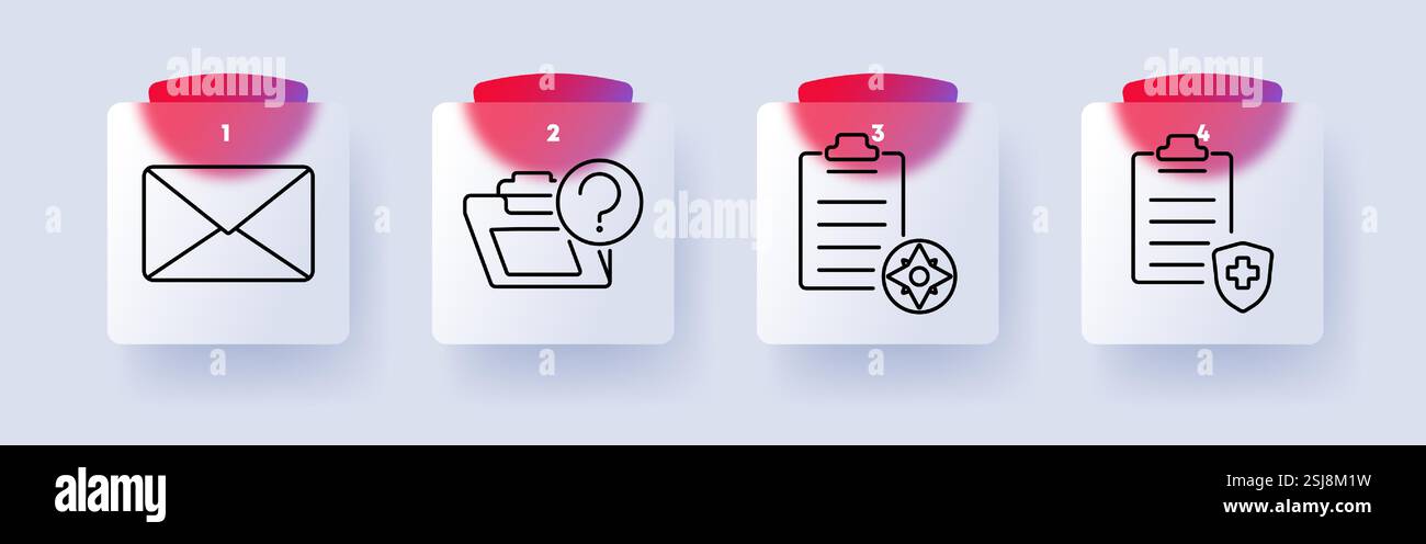 Documentation and communication set icon. Email, file folder with ...