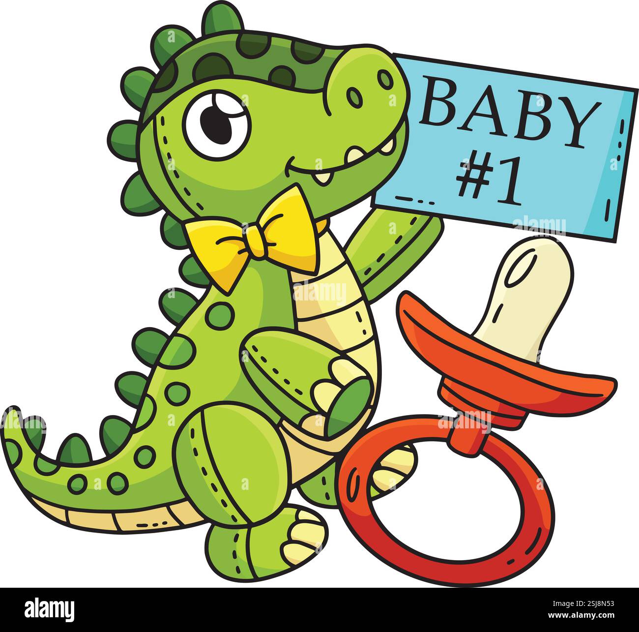 Baby Shower Dinosaur Plushie and Pacifier Clipart Stock Vector Image ...