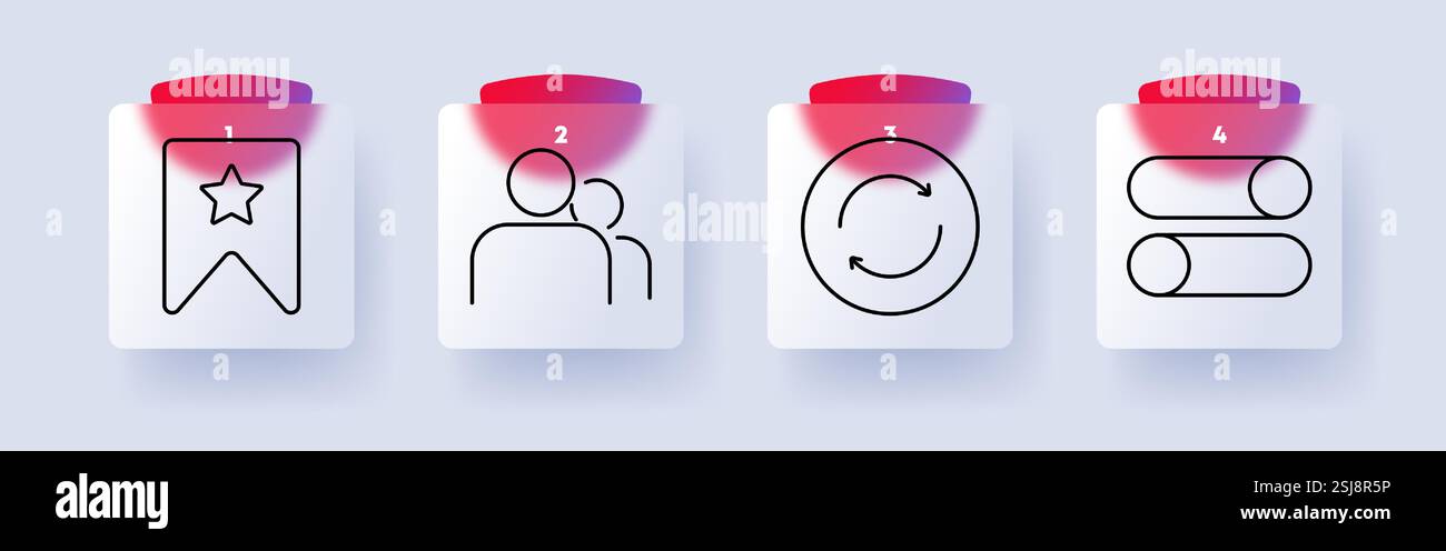 User interface set icon. Bookmark, users, refresh, toggle switch ...