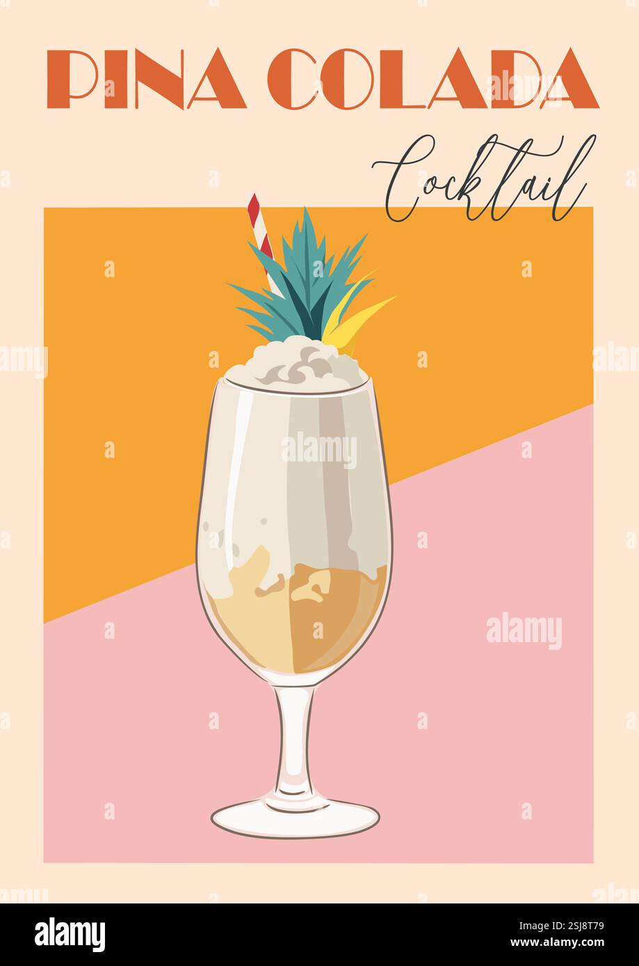 Pina colada alcoholic cocktail Stock Vector Images - Alamy