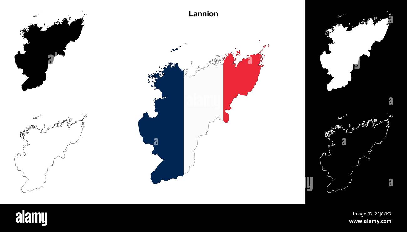 Lannion arrondissement outline map set Stock Vector Image & Art - Alamy