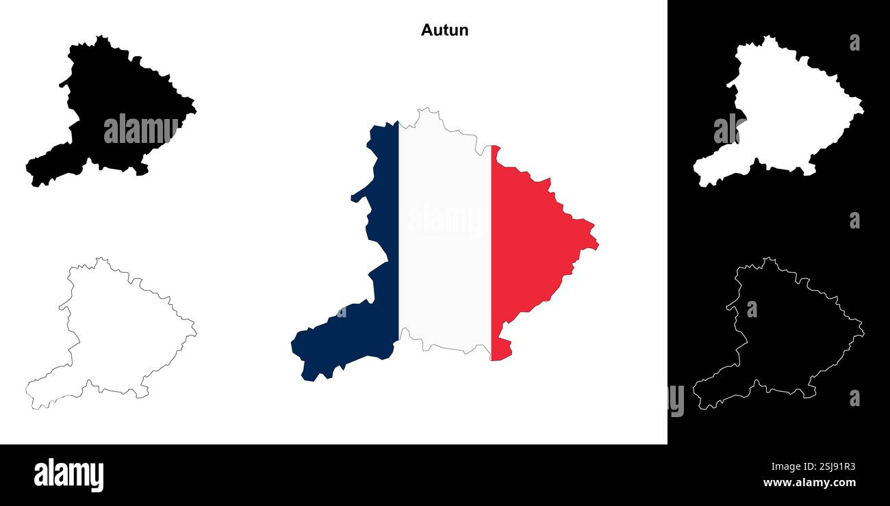 Autun outline map hi-res stock photography and images - Alamy