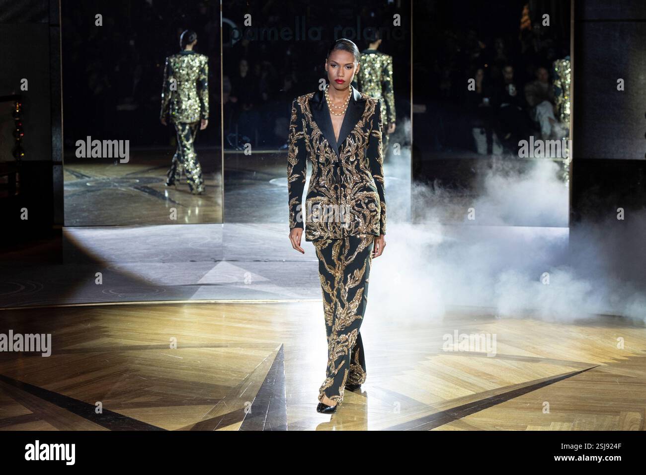 A model walks runway for Pamella Roland runway show during New York ...