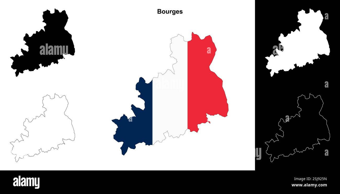Bourges silhouette map Stock Vector Images - Alamy