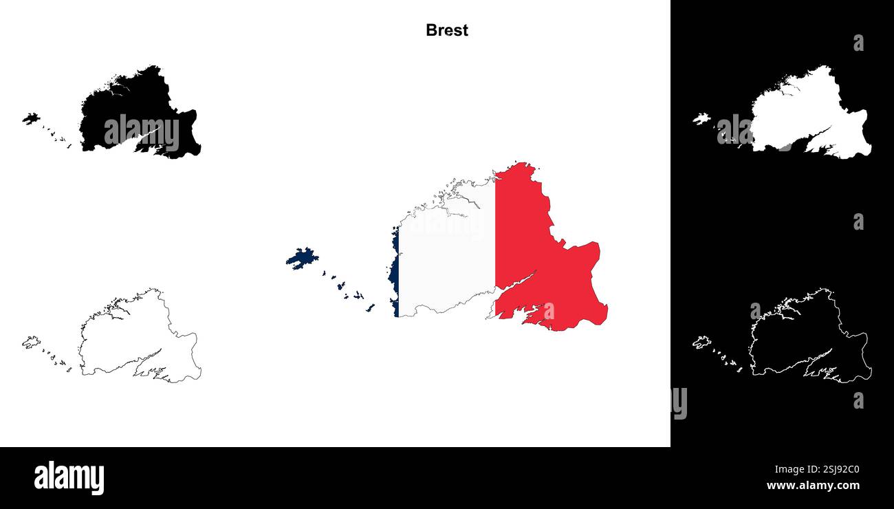 Brest arrondissement outline map set Stock Vector Image & Art - Alamy