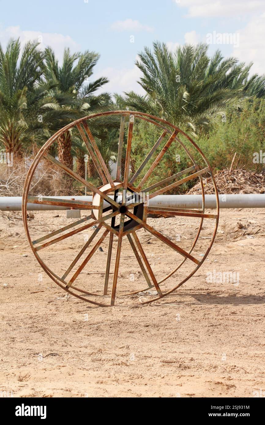 Desert adjusted Agriculture drip irrigation system and pipes photographed in the Negev Desert ...