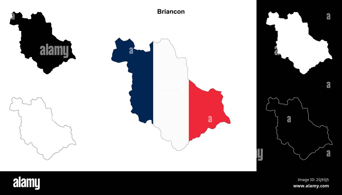 Briancon arrondissement outline map set Stock Vector Image & Art - Alamy