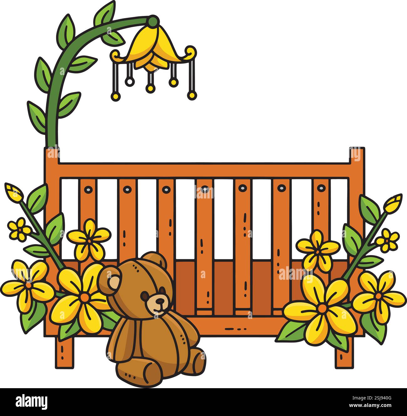 Baby Shower Baby Crib Cartoon Colored Clipart Stock Vector Image & Art ...