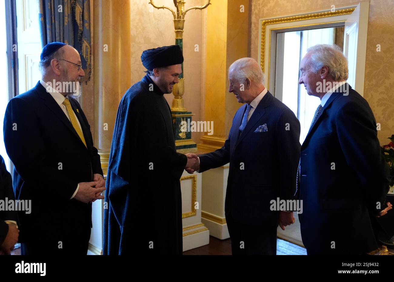 King Charles III is introduced to Chief Imam Dr Sayed Razawi (2nd left ...