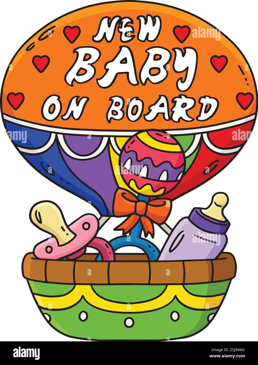 Baby Shower New Baby on Board Cartoon Clipart Stock Vector Image & Art ...