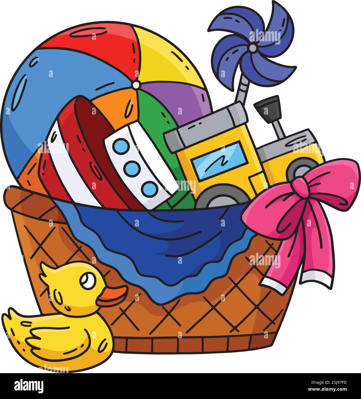 Baby Shower Basket of Baby Toys Cartoon Clipart Stock Vector Image ...