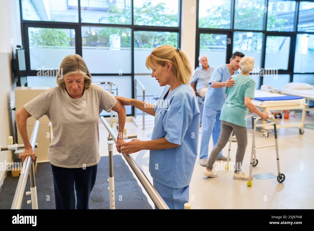 A rehabilitation facility for seniors, featuring therapy exercises and ...