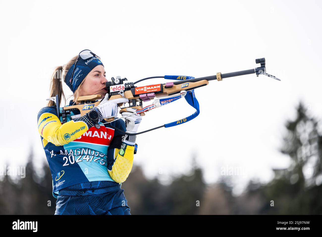 Anna Magnusson of, Sweden. , . at a training session ahead of the IBU ...