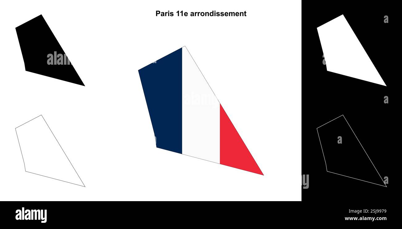 Paris 11e arrondissement arrondissement outline map set Stock Vector ...