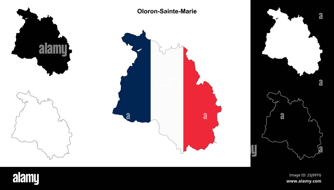 Oloron-Sainte-Marie arrondissement outline map set Stock Vector Image ...
