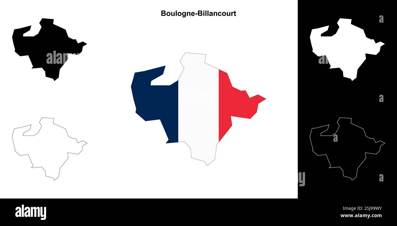 Boulogne-Billancourt arrondissement outline map set Stock Vector Image ...