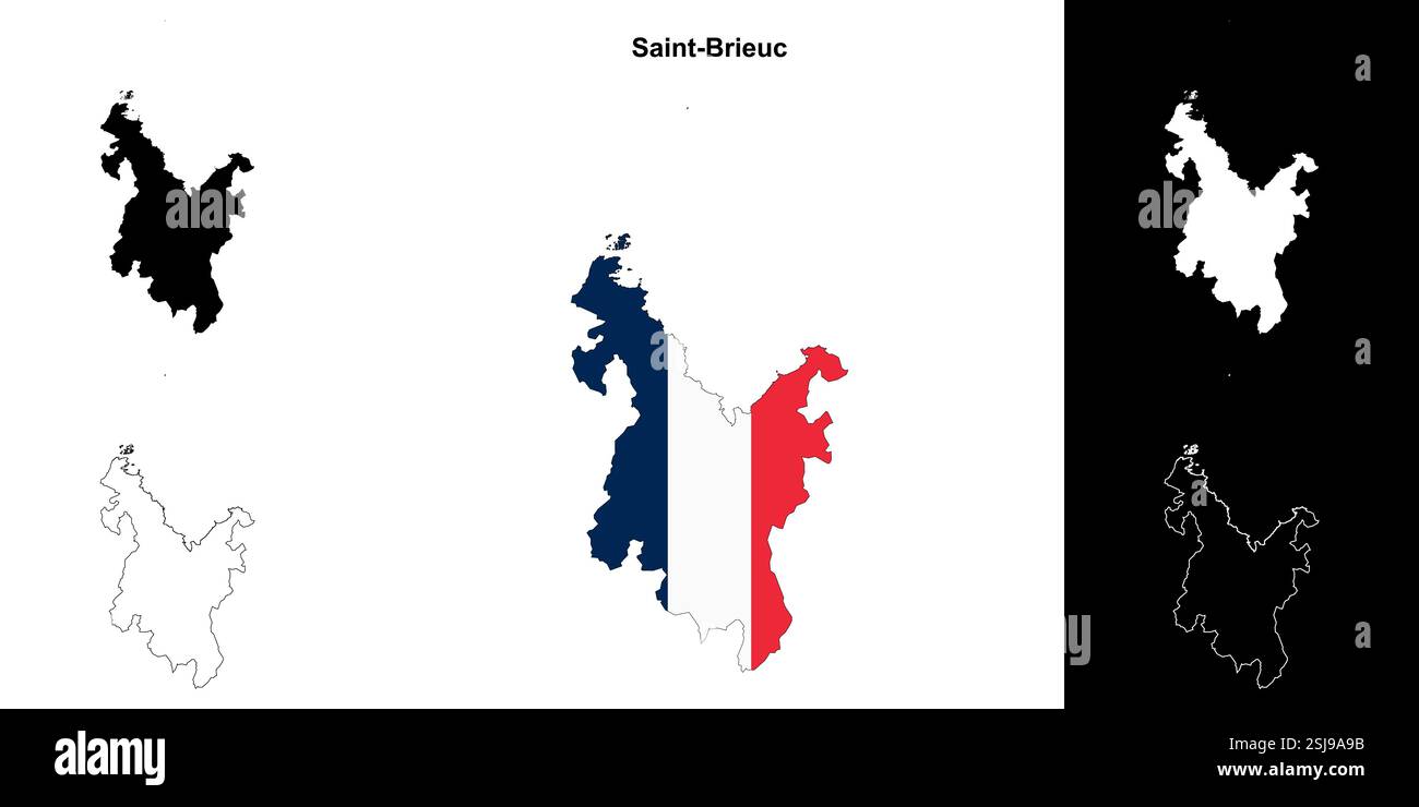 Saint-Brieuc arrondissement outline map set Stock Vector Image & Art ...