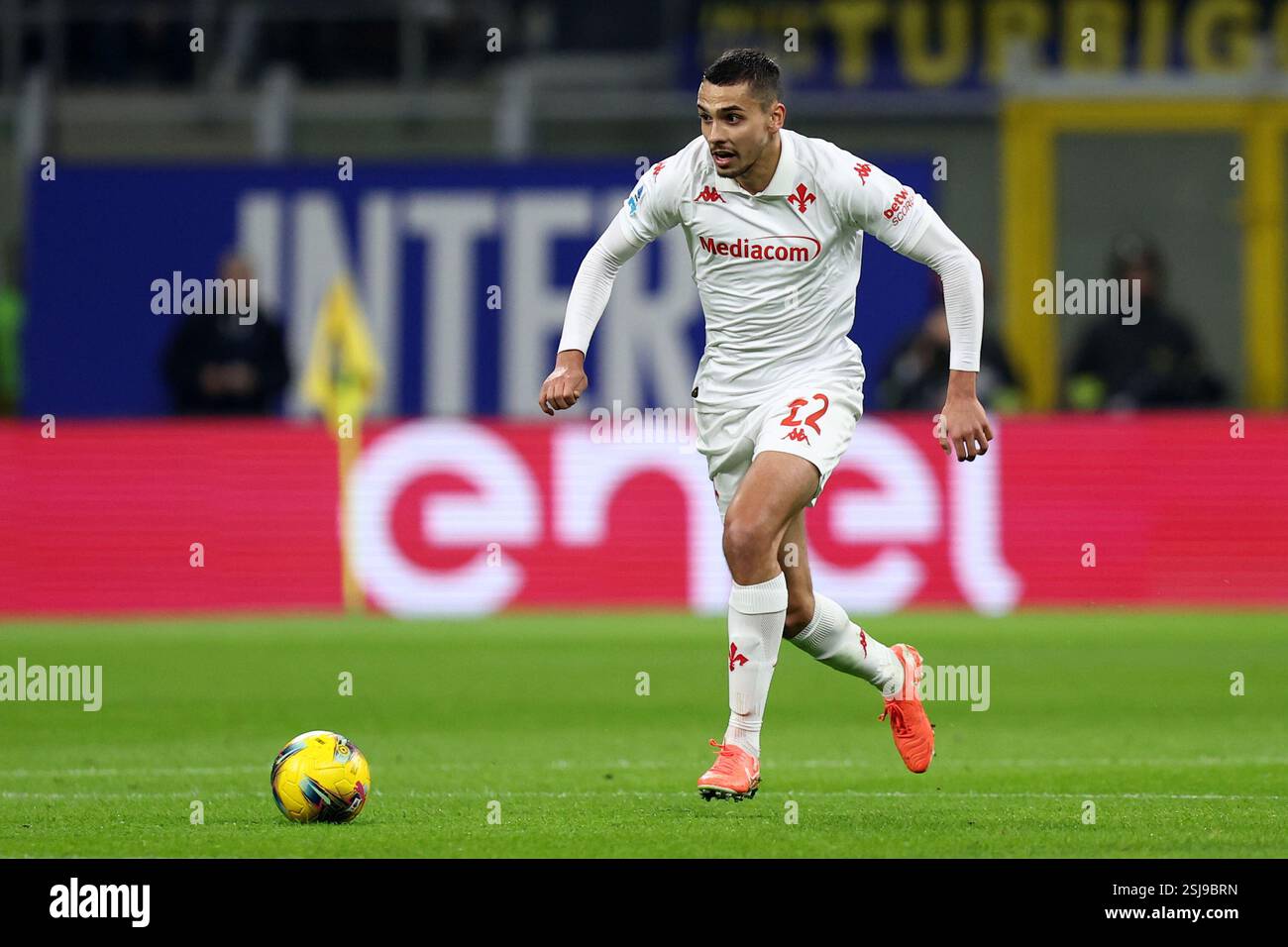 Milano, Italy. 10th Feb, 2025. Matias Moreno of Acf Fiorentina in action during the Serie A ...