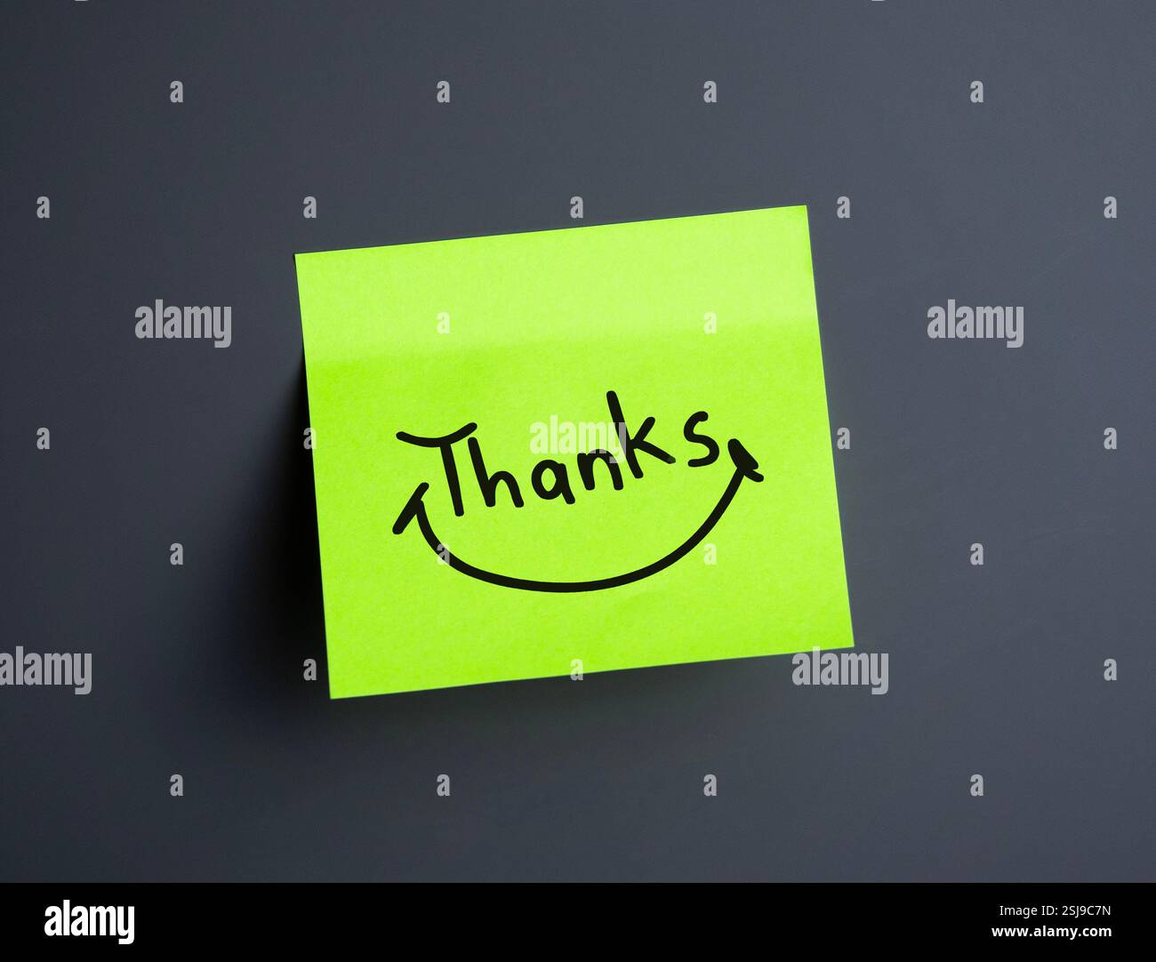 A vibrant sticky note expressing gratitude with a smiley design Stock ...