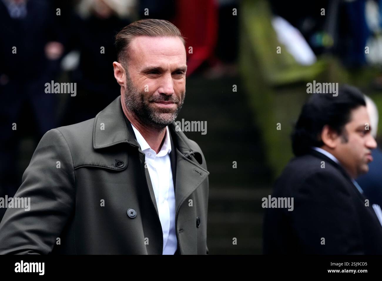 Calum Best leaving Manchester Cathedral following the funeral of former ...