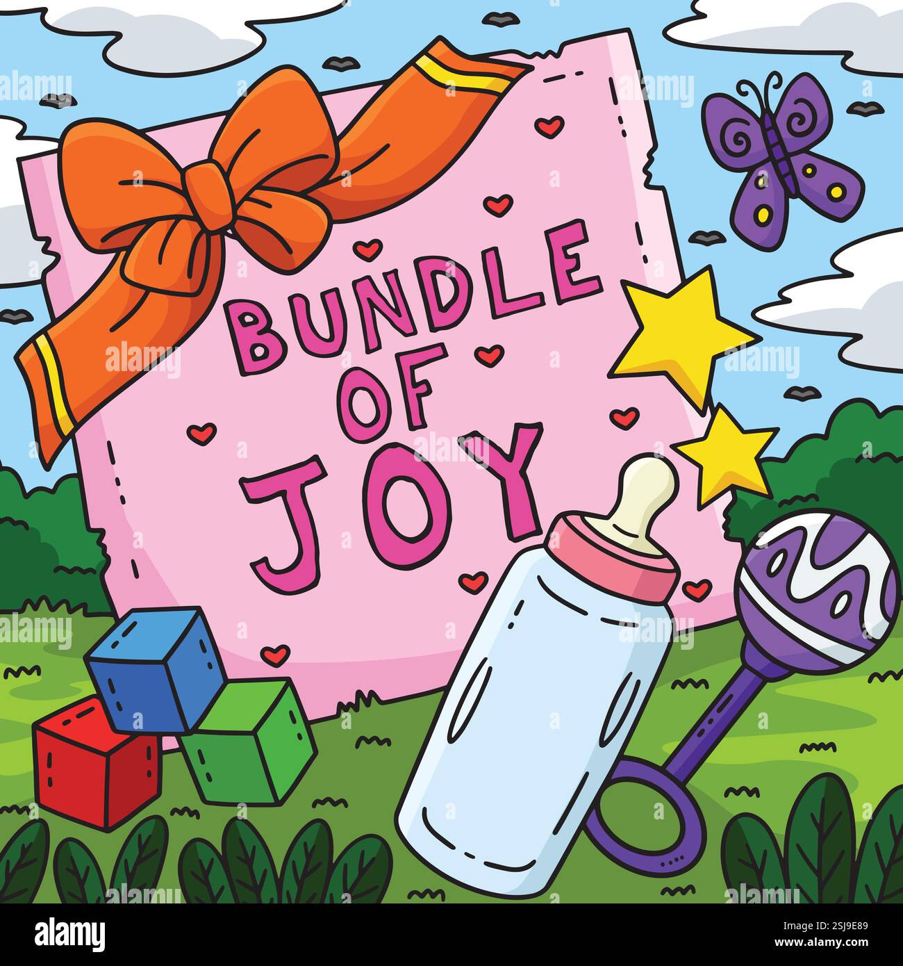 Baby Shower Bundle of Joy Colored Cartoon Stock Vector Image & Art - Alamy