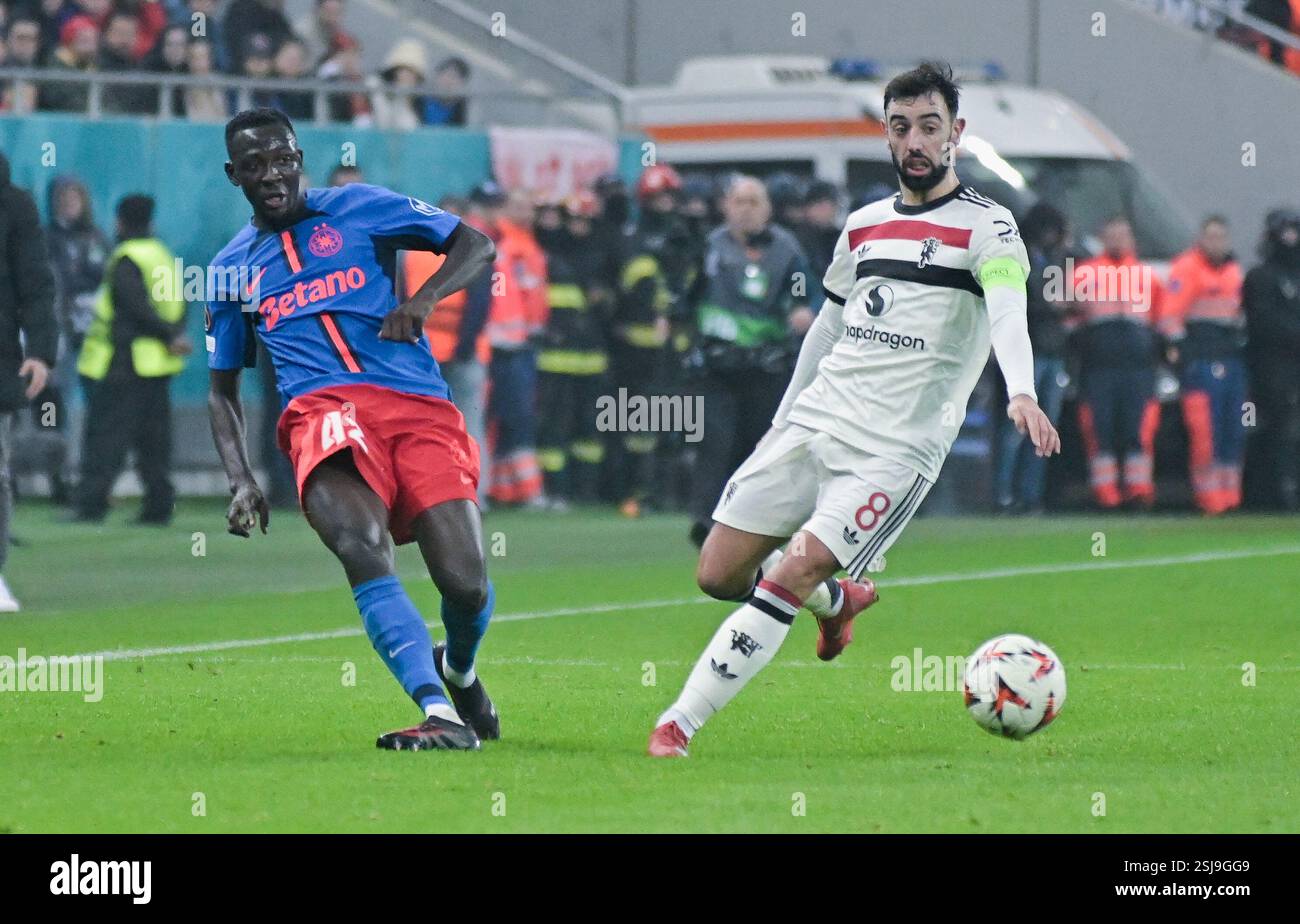 Baba Alhassan of FCSB and Bruno Fernandes pictured during the UEFA ...