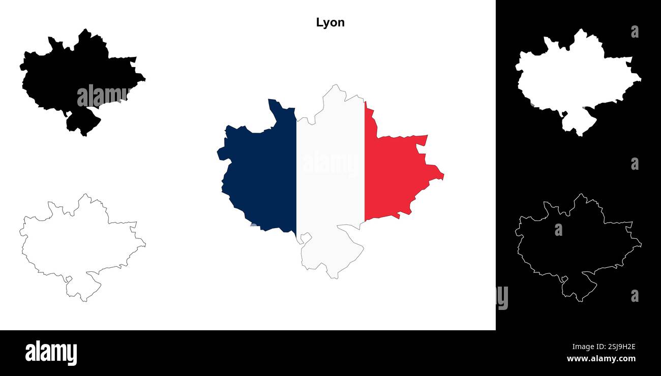 Lyon arrondissement outline map set Stock Vector Image & Art - Alamy