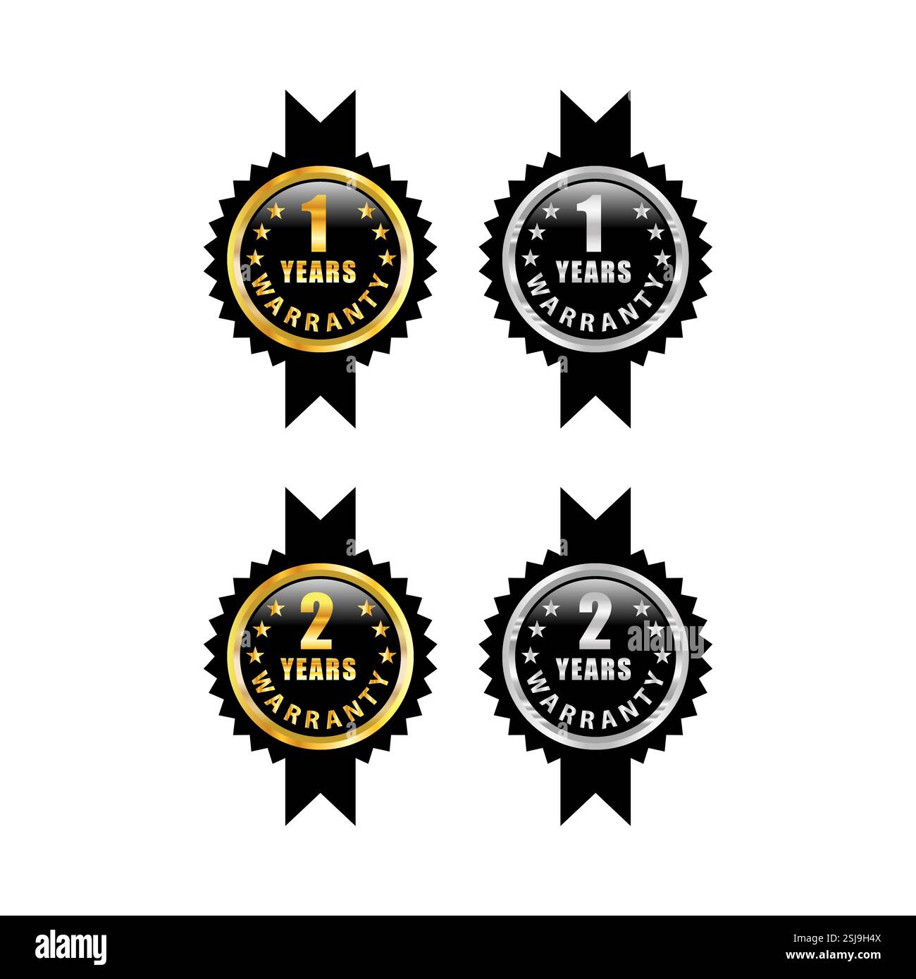 1,2 years warranty in hexagon in red color vector product quality ...