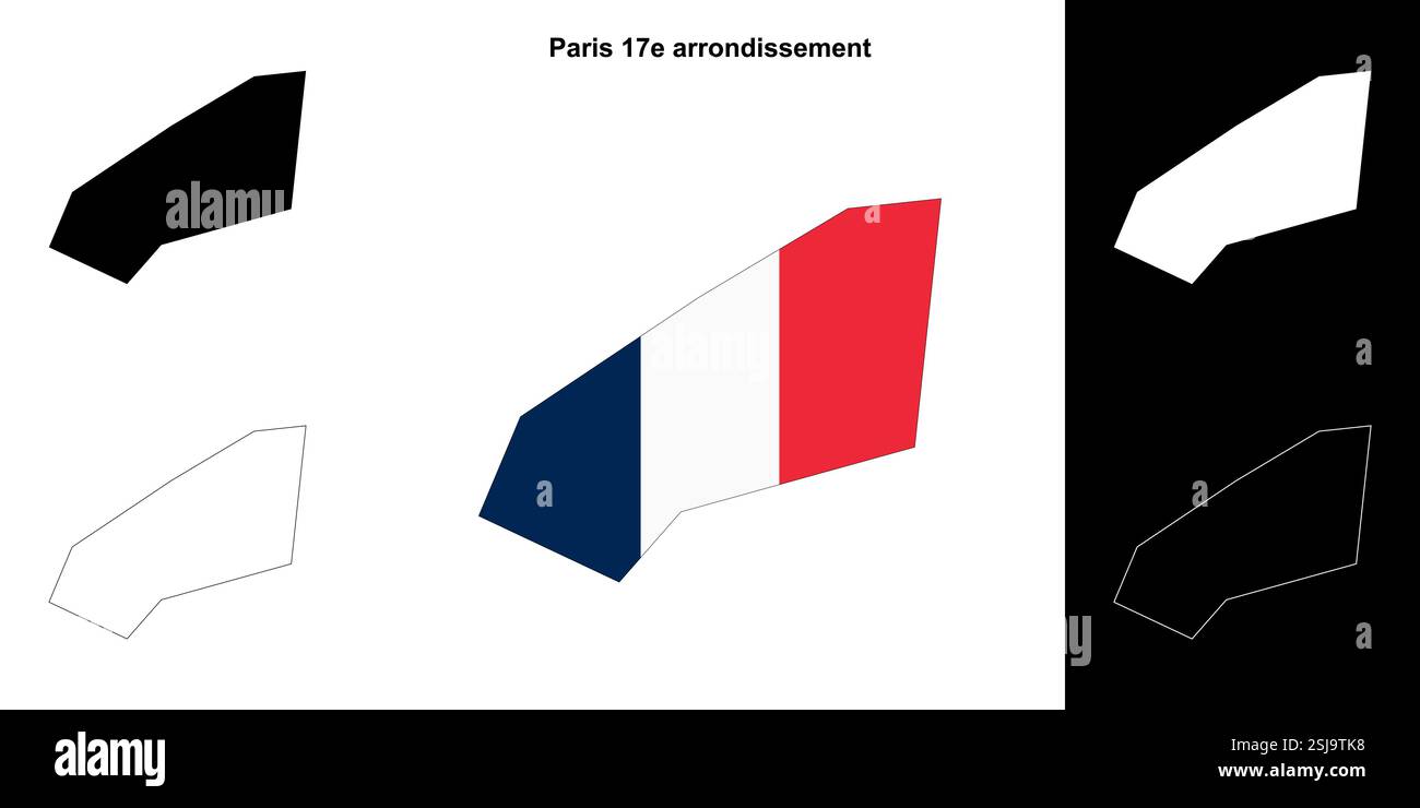 Paris 17e arrondissement arrondissement outline map set Stock Vector ...