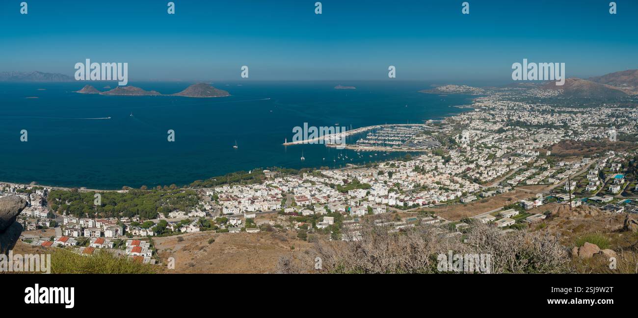 Top view of Turgutreis holiday town. Bodrum peninsula. Mugla city ...