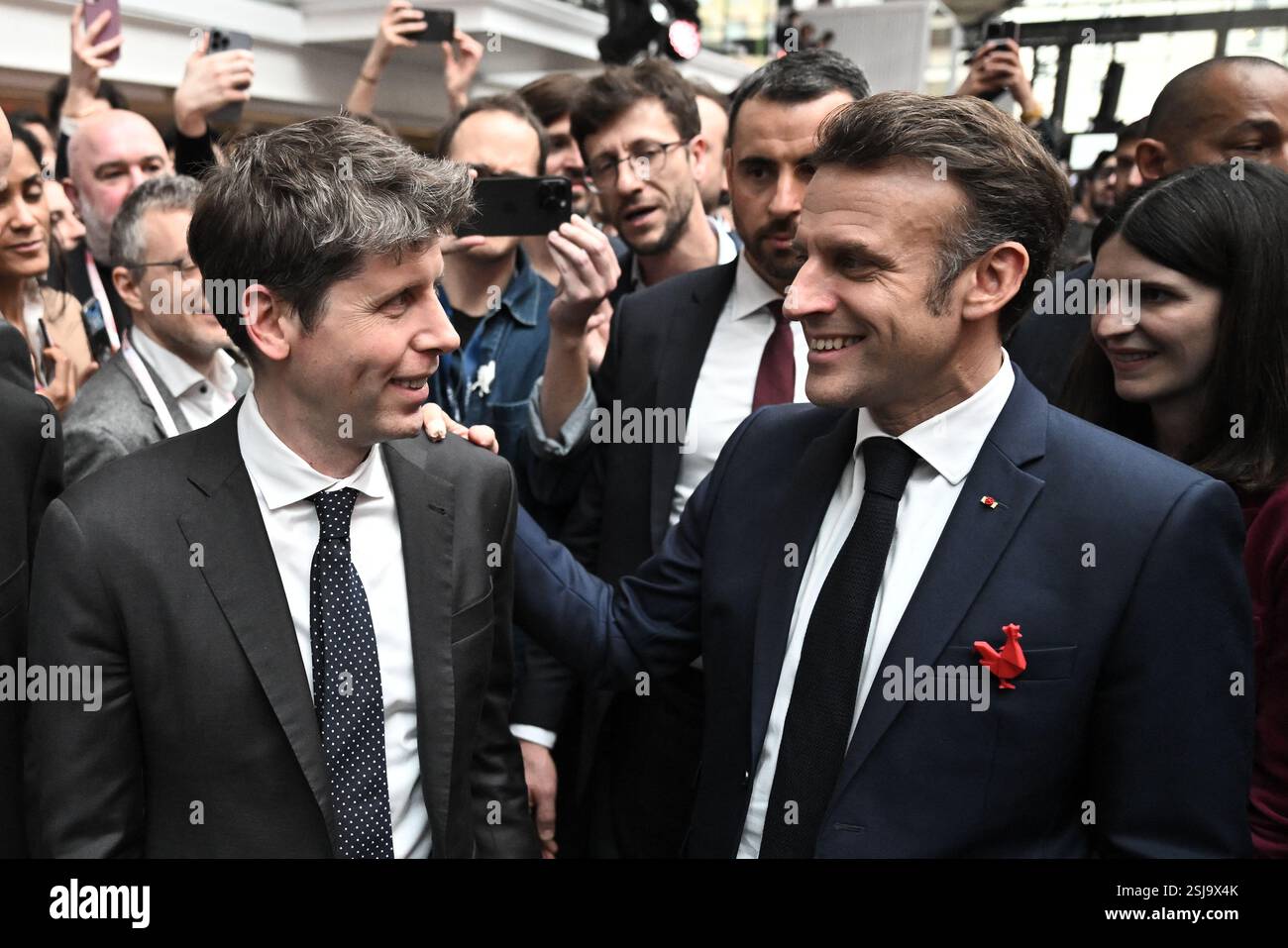 Paris, France. 11th Feb, 2025. French President Emmanuel Macron with ...