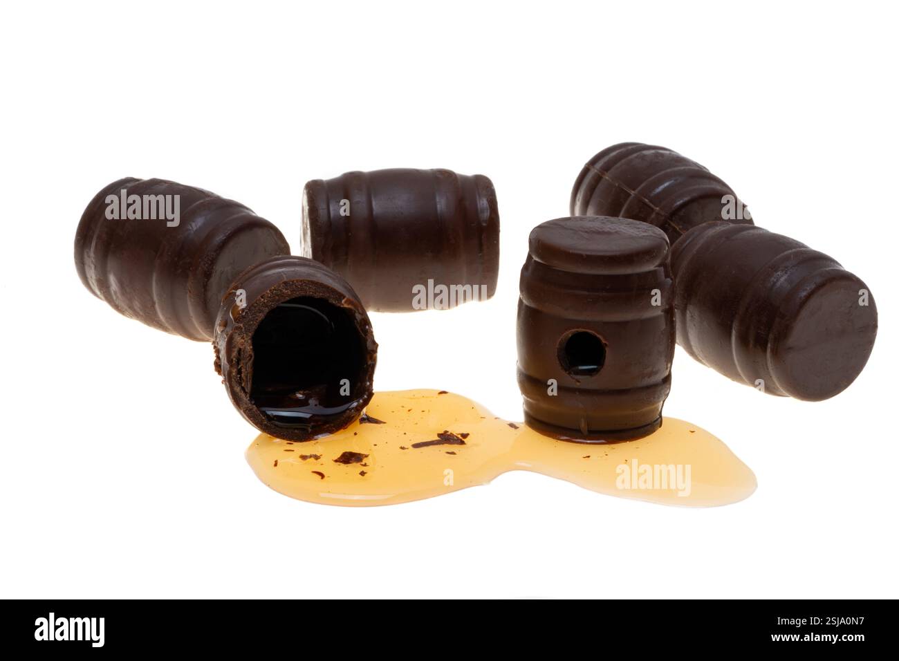 chocolate whiskey barrel isolated on white background Stock Photo - Alamy