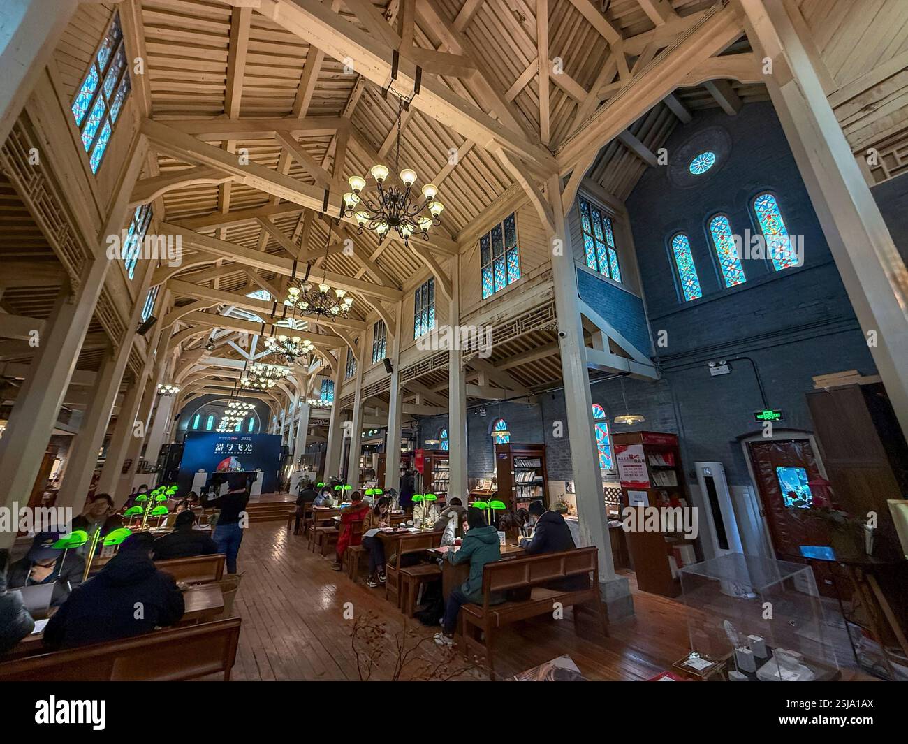 A view of a bookstore utilizing the building of the former Chinese ...