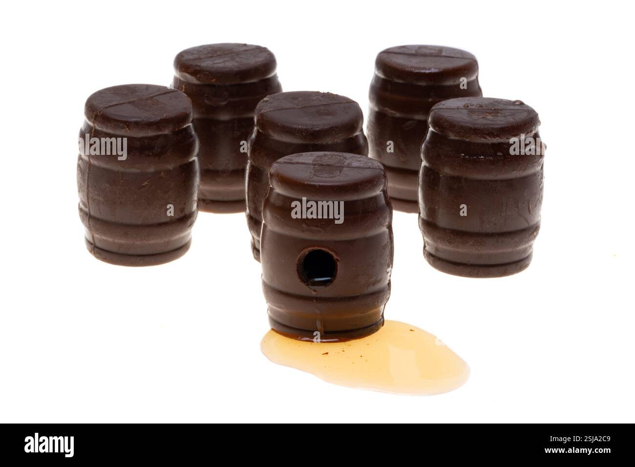 chocolate whiskey barrel isolated on white background Stock Photo - Alamy