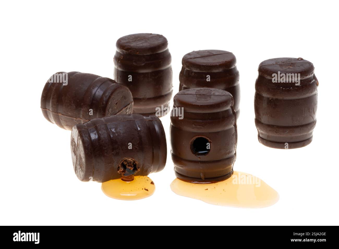 chocolate whiskey barrel isolated on white background Stock Photo - Alamy