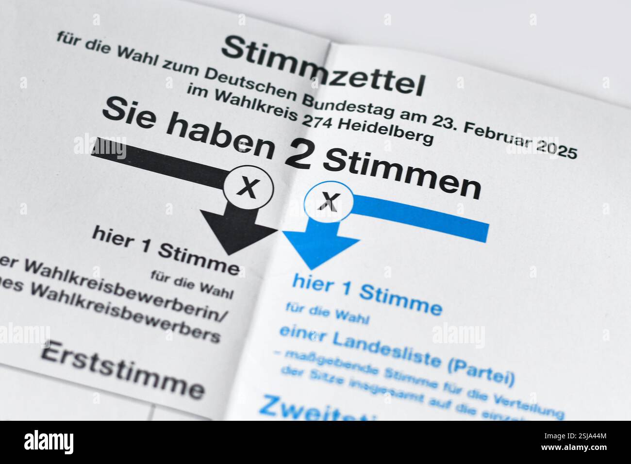 Germany - February 2025: Ballot paper for German federal parliament ...
