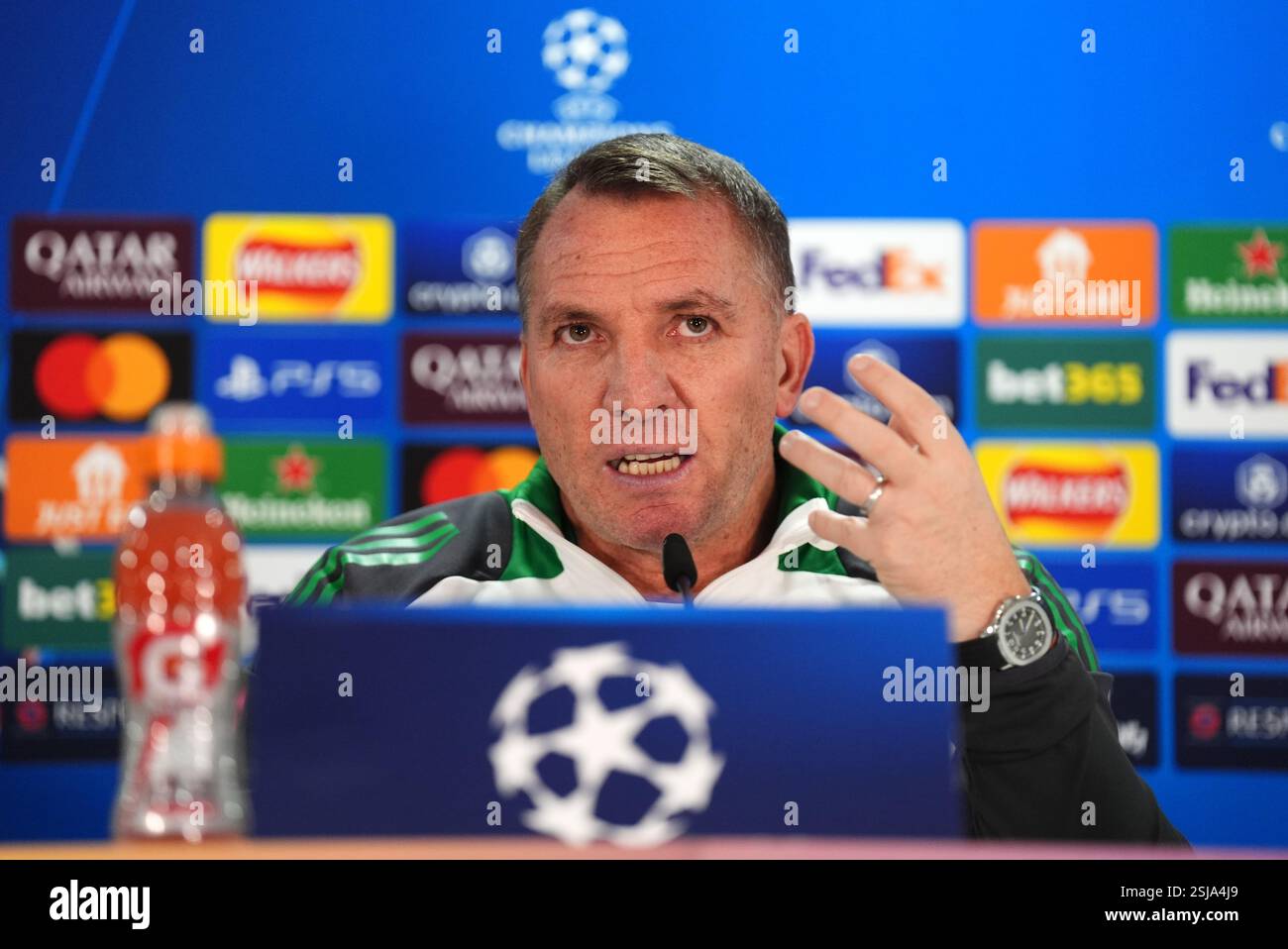 Celtic manager Brendan Rodgers during a press conference at Celtic Park ...