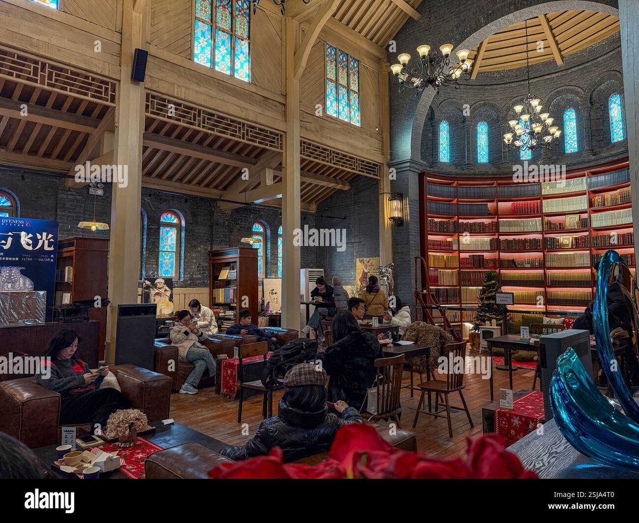 A view of a bookstore utilizing the building of the former Chinese ...