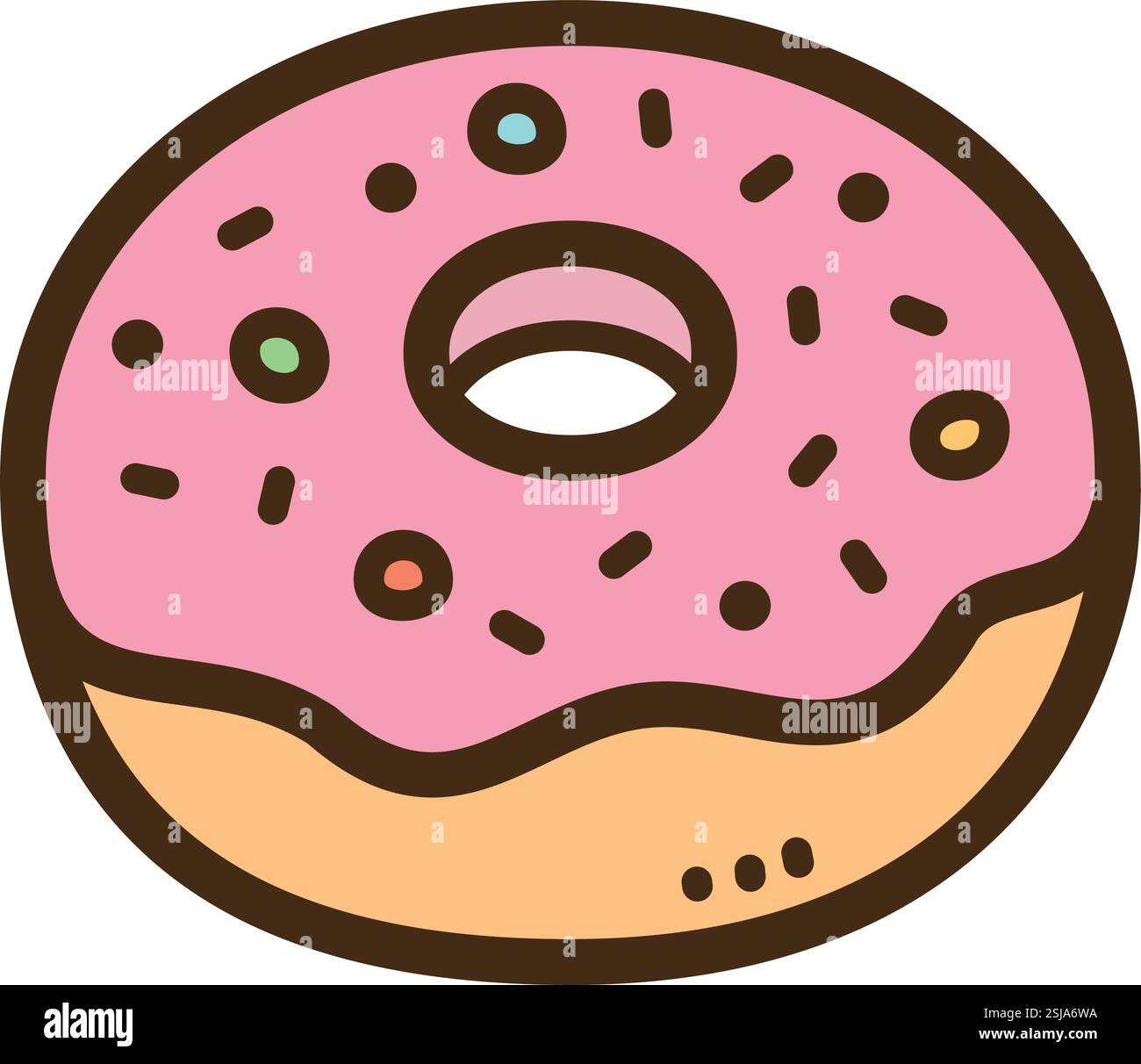 Donut vector doodle illustration and graphic. Part of fast food ...