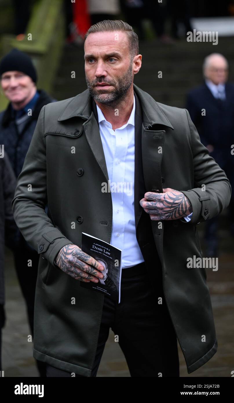 Manchester, UK. February 11th, 2025. Calum Best at the funeral of ...