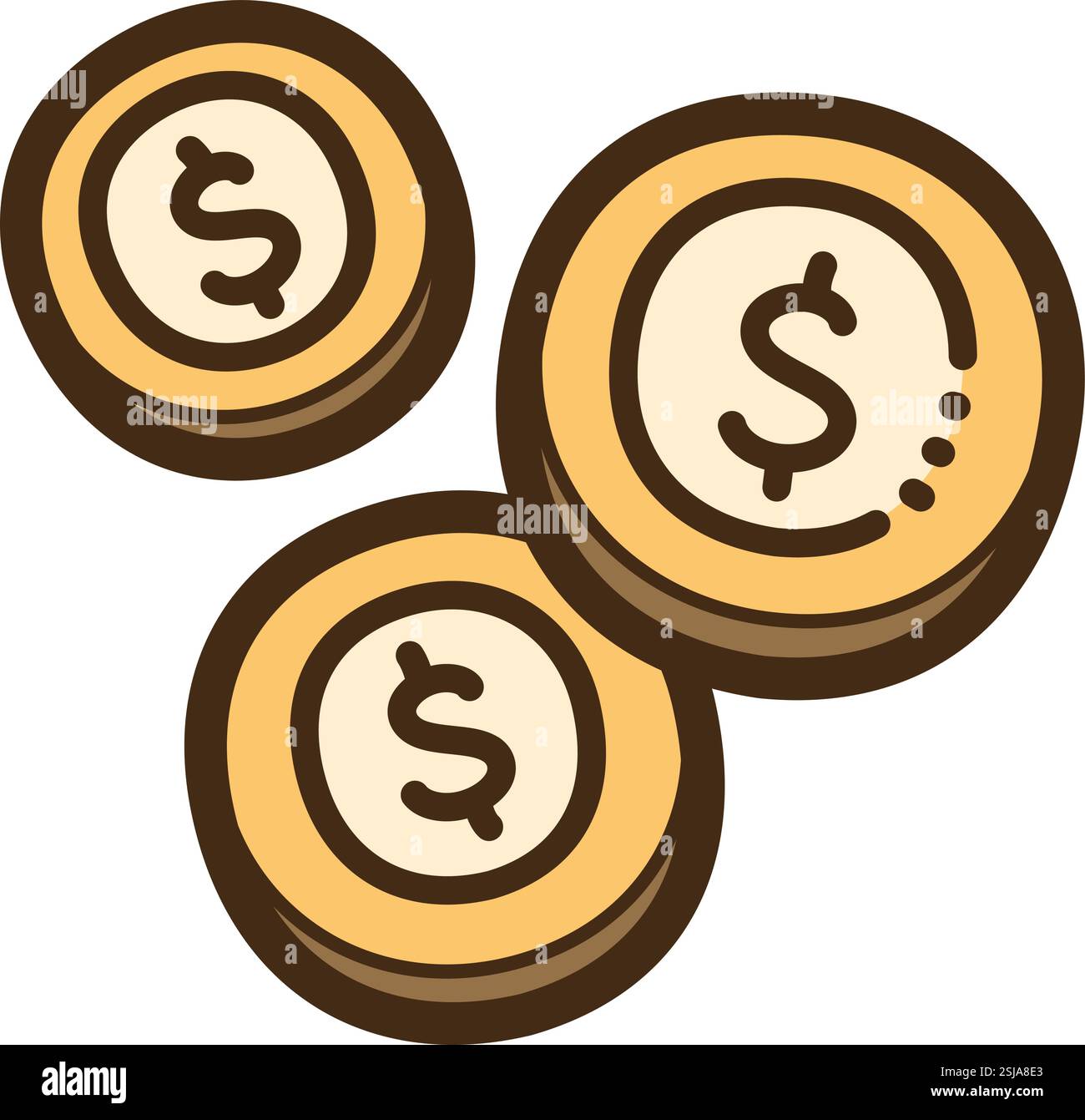 Coins illustration line drawing Stock Vector Images - Alamy