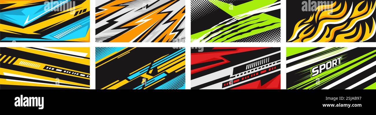 Dynamic sport backgrounds. Energetic abstract lightning, extreme racing ...