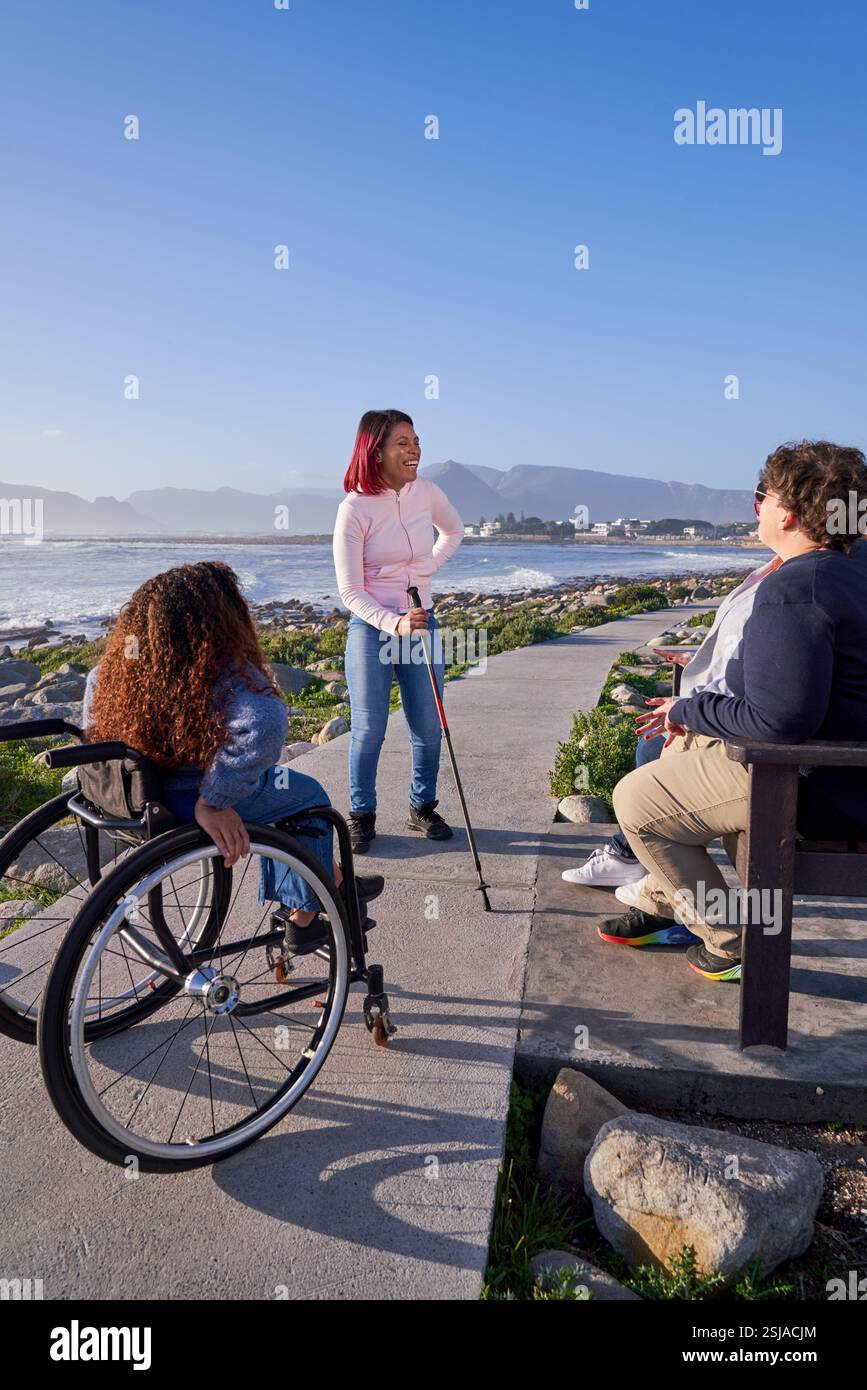 Disabled friends relaxing outdoors Stock Photo - Alamy