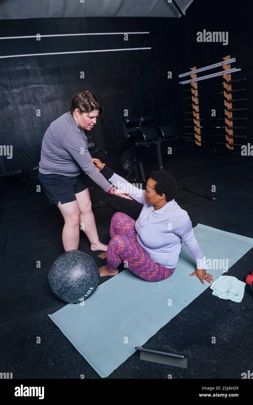Friends exercising in gym Stock Photo - Alamy