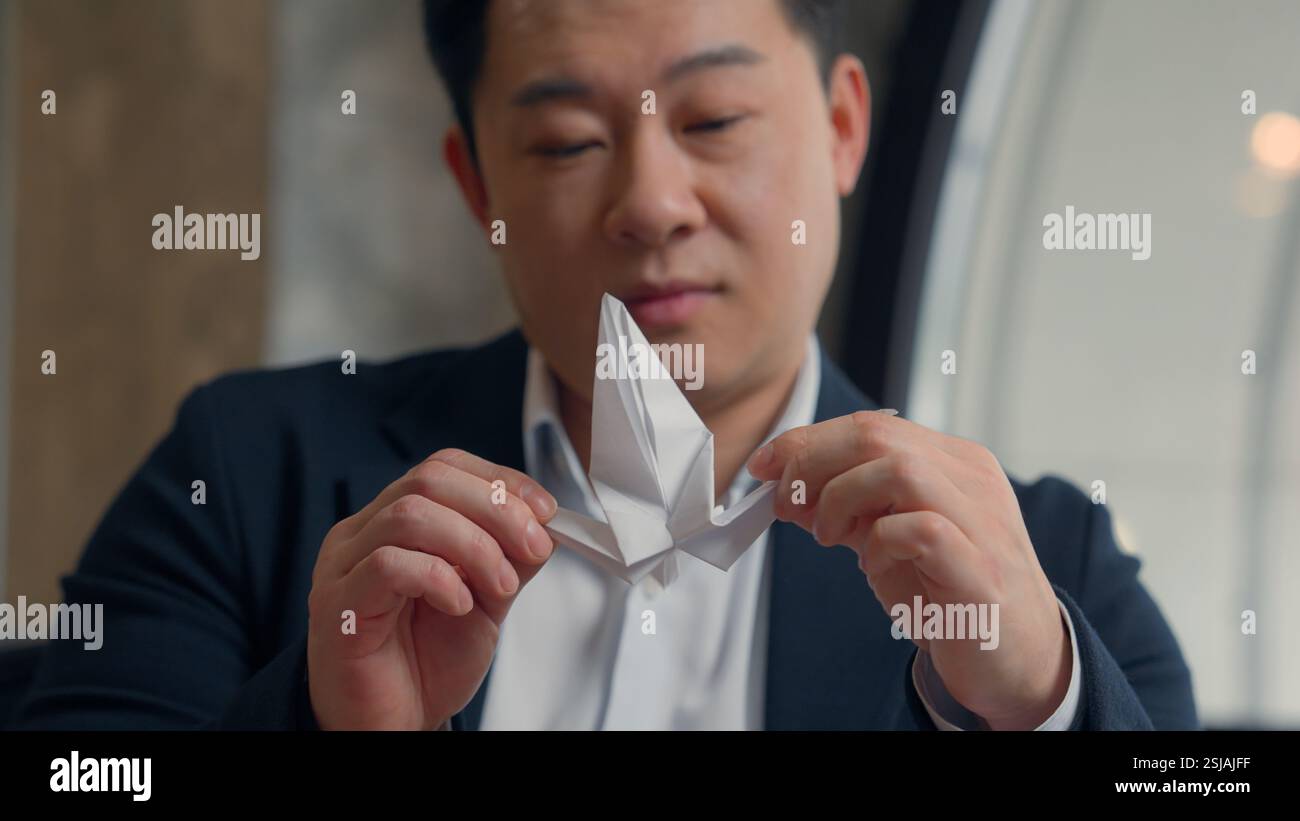 Alone one funny business employer boredom work Asian Korean Chinese man ...